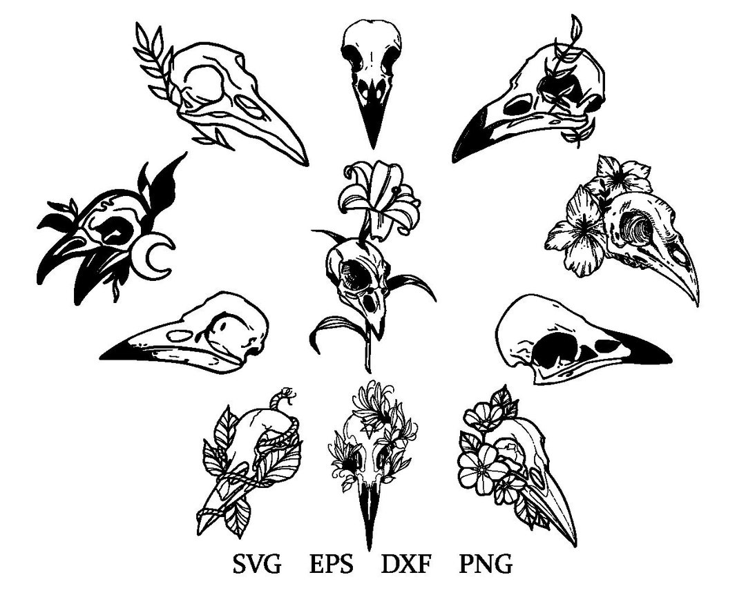 Crow Skulls Svg, Crow Skull Clipart, Raven Skulls Svg, Printable, Eps ...