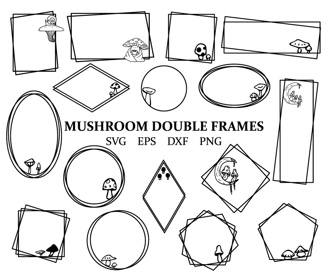 Mushroom Frame Borders Double Frame Svg Square Frame Borders Doodle ...