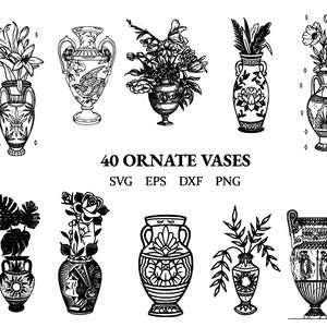 Flower Vase Svg Ornate Vases Svg Vase Clipart Eps Dxf Png - Etsy