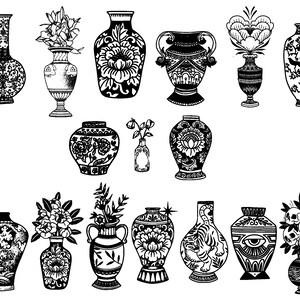 Flower Vase Svg Ornate Vases Svg Vase Clipart Eps Dxf Png - Etsy