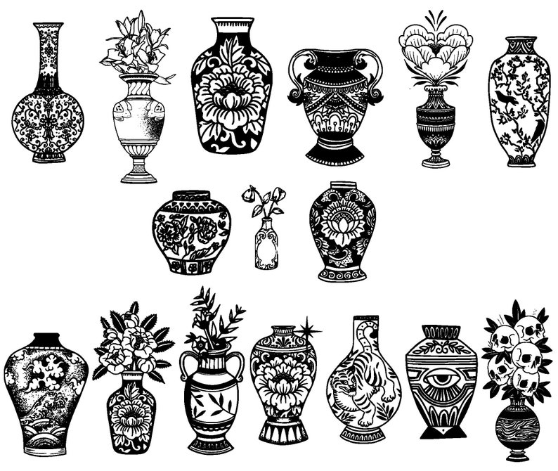 Flower Vase Svg Ornate Vases Svg Vase Clipart Eps Dxf Png - Etsy