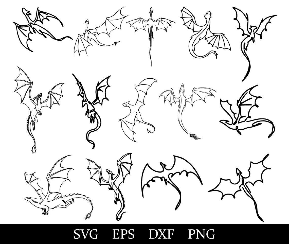 Minimalist Dragons Dragon Svg Dragon Clipart Eps Dxf Png - Etsy