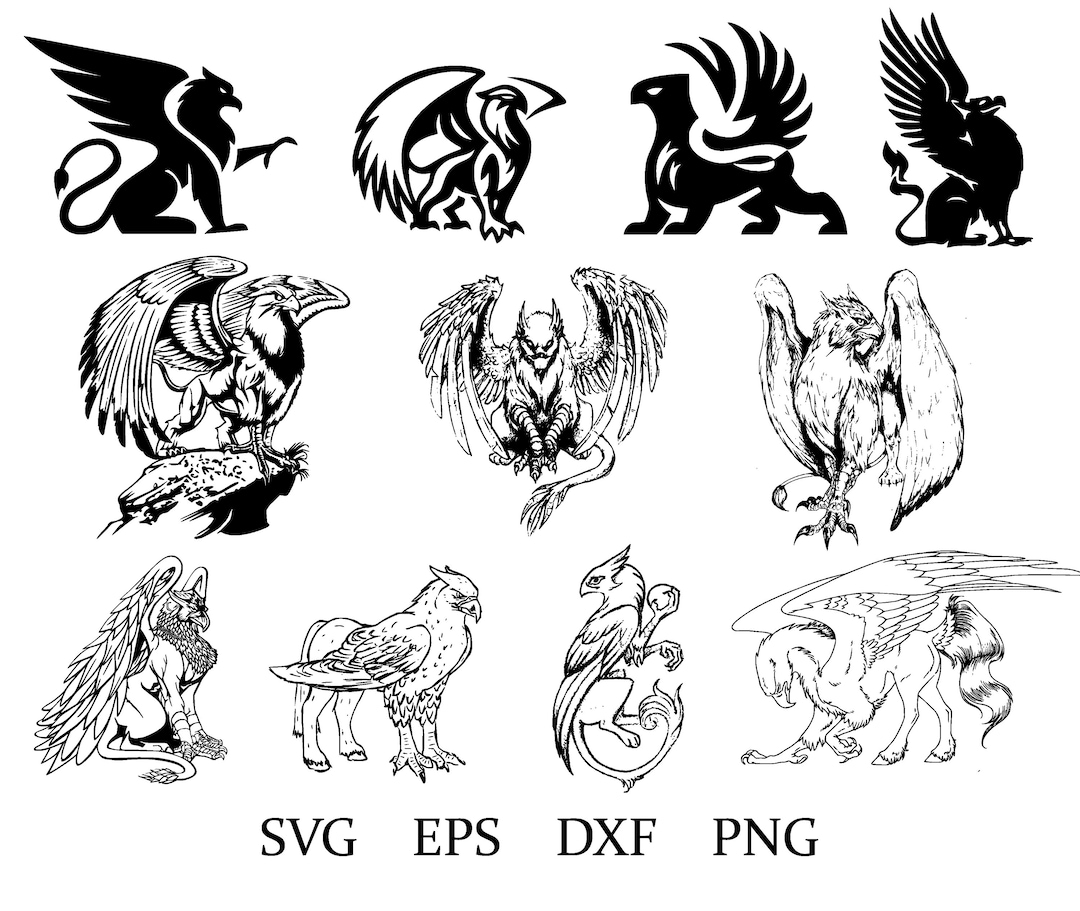 Griffin Svg Gryphon Silhouette Hippogryph Clipart Fantasy Animal Eps ...