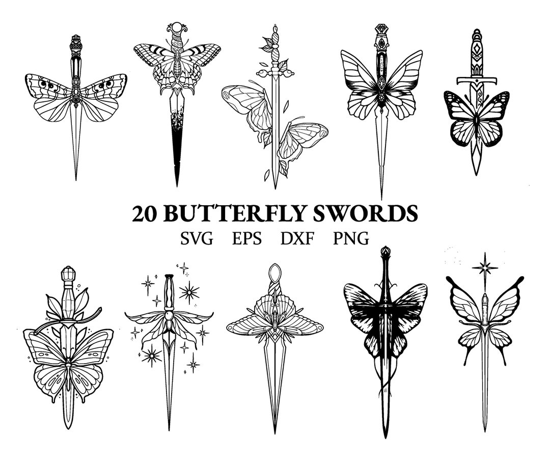 Butterfly Swords SVG Butterfly Daggers Png Eps Dxf - Etsy
