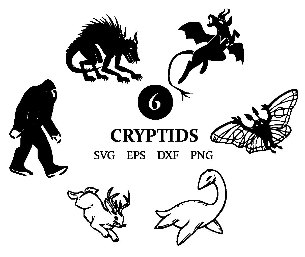 Cryptids Svg Bigfoot Lochness Monster Chupacabra Jersey Devil Jackalope ...
