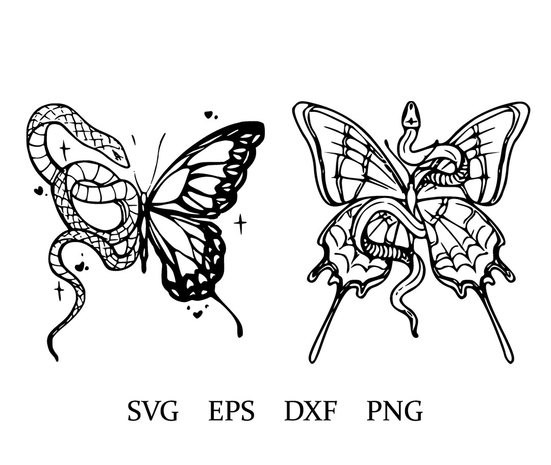 Butterfly Snake Snake Butterfly Svg Floral Snake Eps Png Dxf - Etsy UK