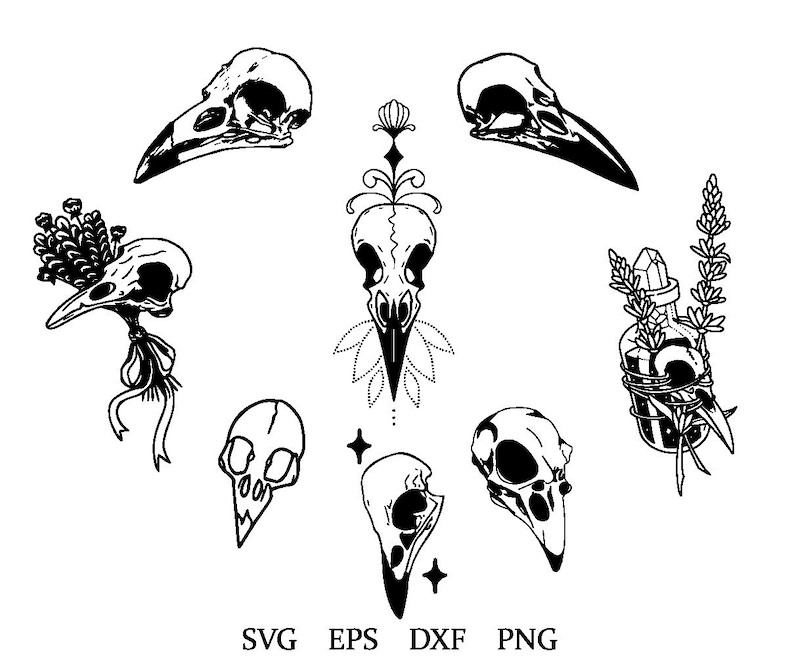 Crow Skulls Svg, Crow Skull Clipart, Raven Skulls Svg, Printable, Eps, Dxf, Png - Etsy