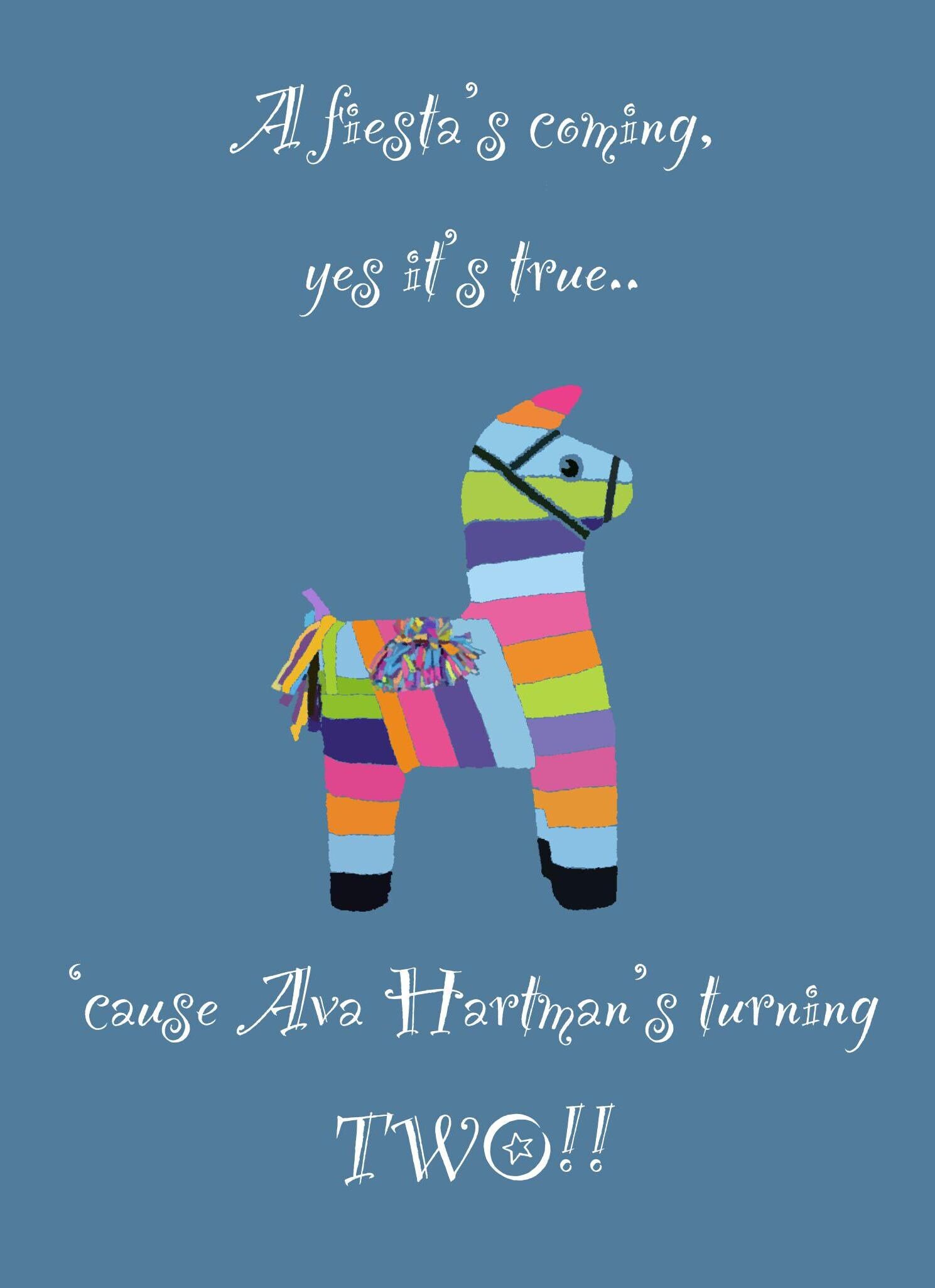 Customizable Pinata-themed Birthday Party Invitation for a Two-year-old ...