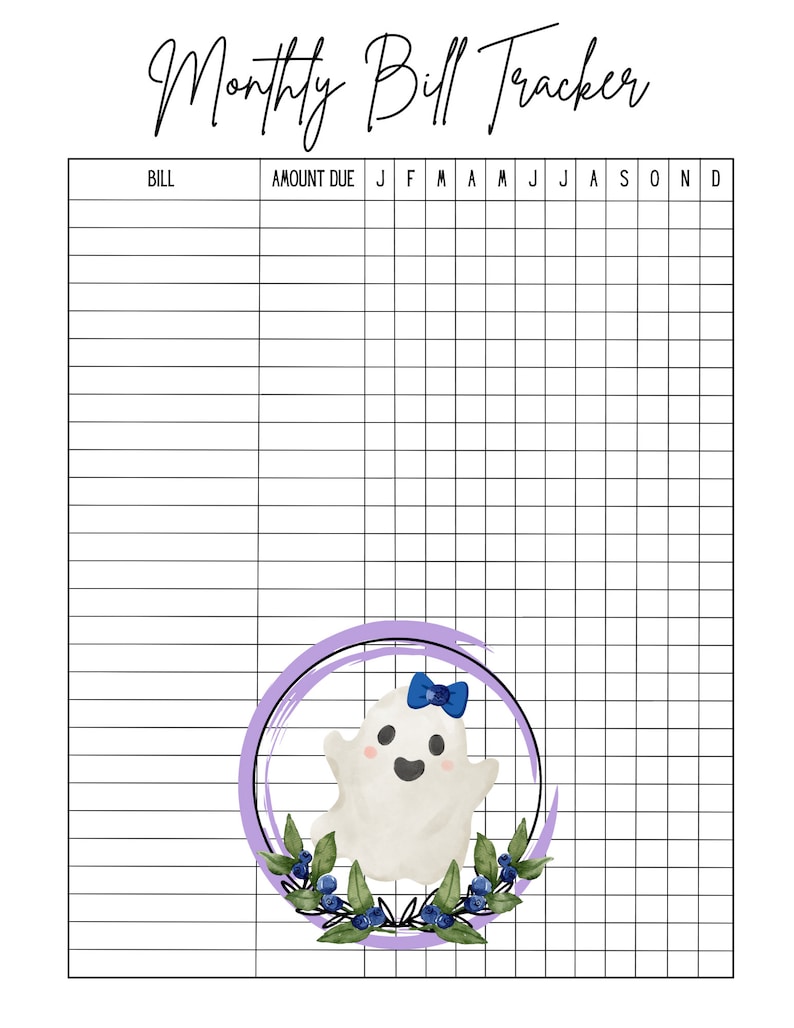 Monthly Bill Tracker Printable PDF - 12 Months - Etsy