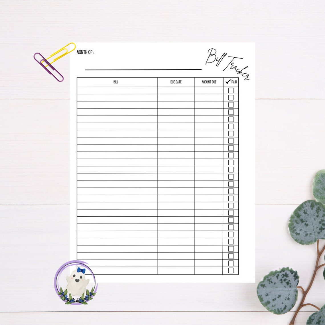 Monthly Bill Tracker Printable PDF - Etsy
