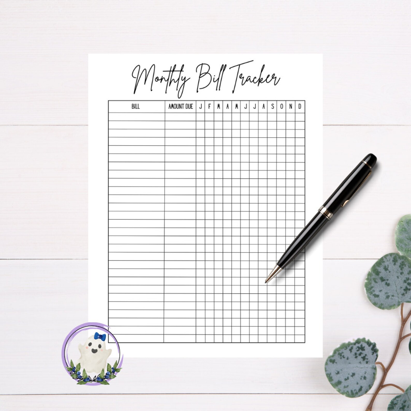 Monthly Bill Tracker Printable PDF - 12 Months - Etsy