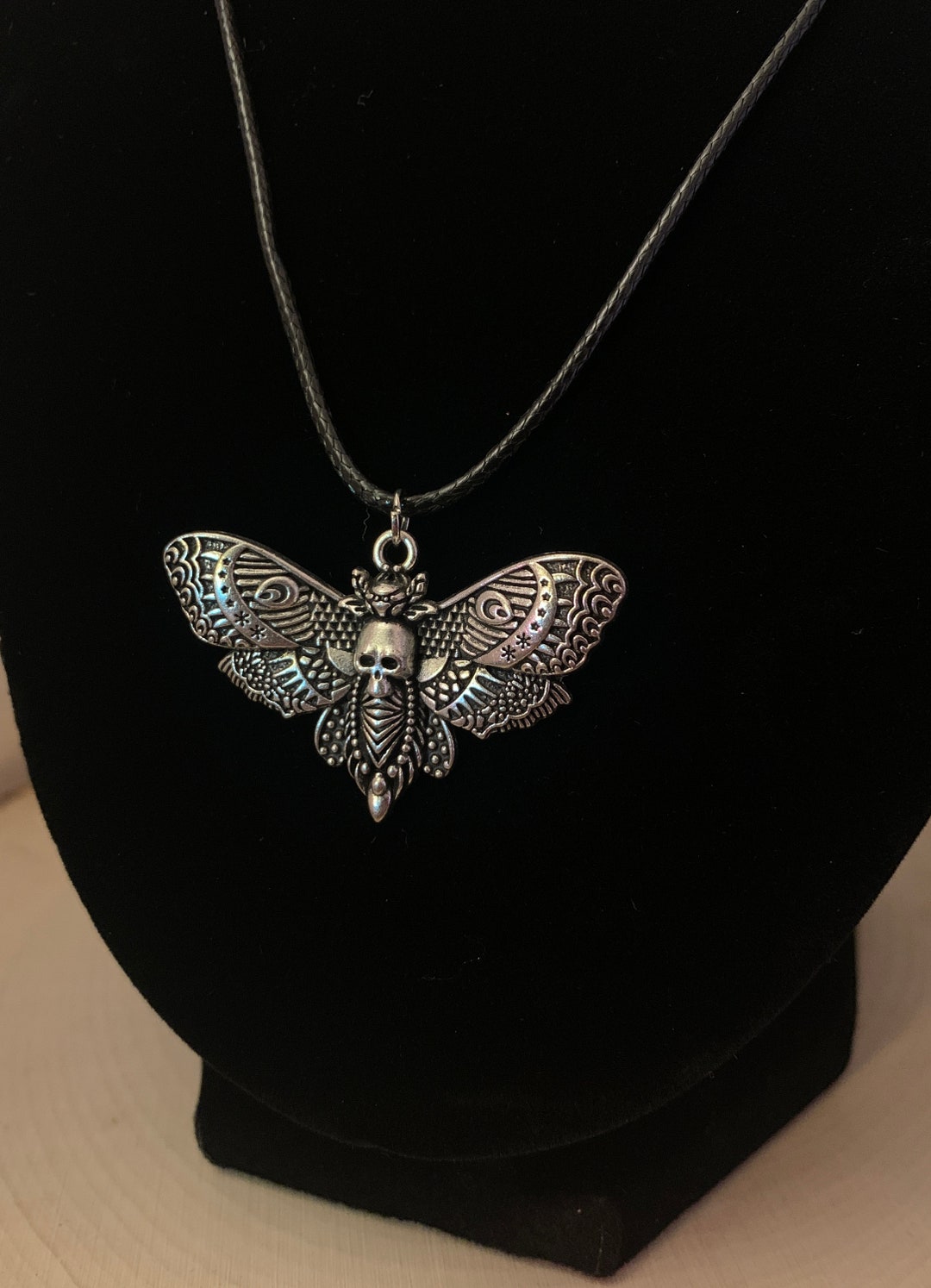 Goth Death Head Moth Necklace, Stainless Steel Moth Pendant, Gift for ...