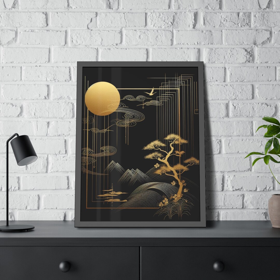 Golden Moonlight Serenade Framed Paper Posters - Etsy