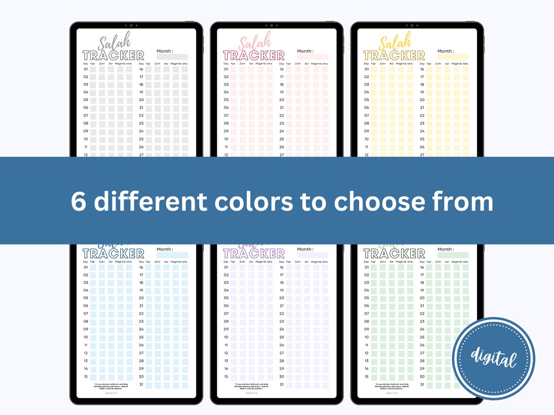 Salah Tracker Printable 2024 Muslim Prayer Tracker Monthly Daily Prayer ...