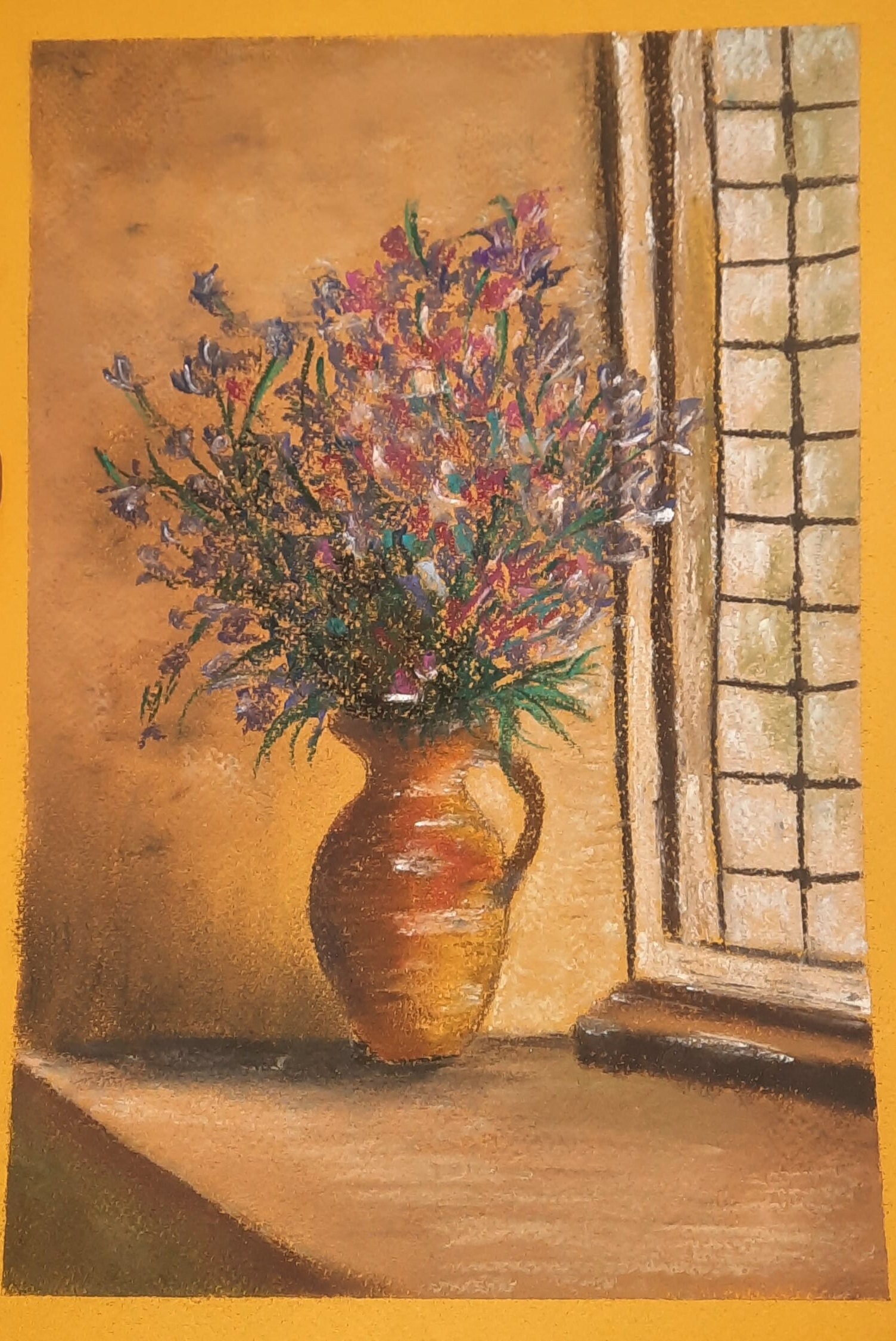 A Flower Vase Still Life Painting Soft Pastel on Pastel - Etsy