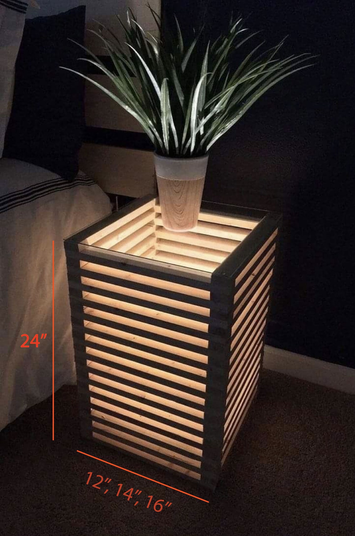 Illuminated Nightstand LED Side Table Modern Infinity - Etsy