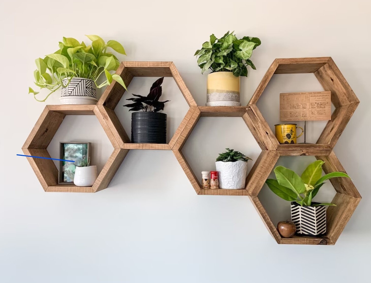 Reclaimed Wood Hexagon Wall Shelves Wall Shelf Hexagon Storage Shelving ...