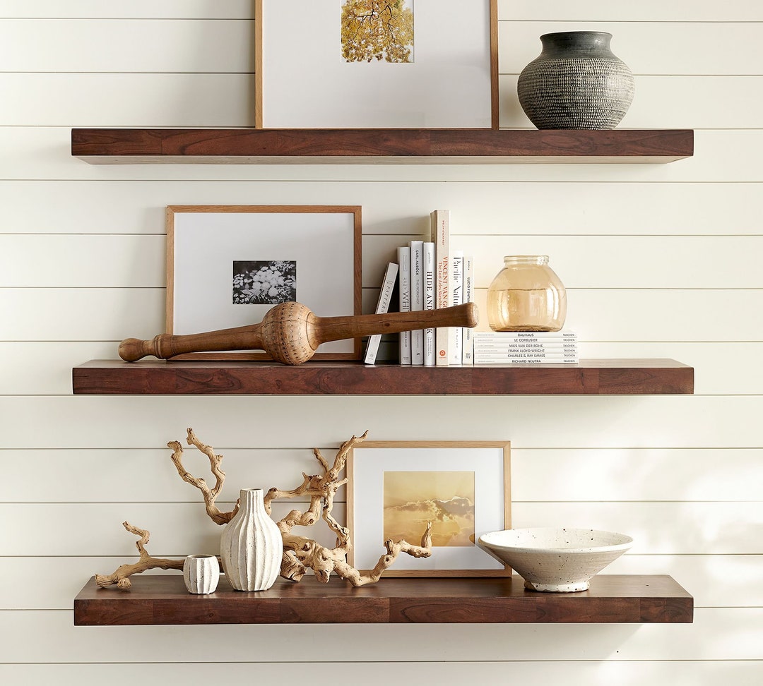 Floating Wall Shelf Wood Reclaimed Distressed Wood Walnut Ash Cherry ...