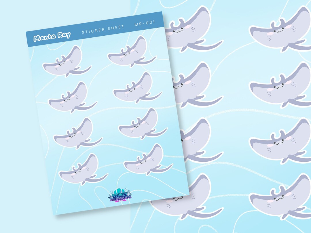 Manta Ray Sticker Sheet Cute Manta Ray Stickers Sticker - Etsy