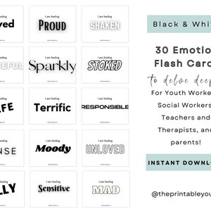 Emotion Flash Cards for Kids and Teens, Digital Download, Feelings ...