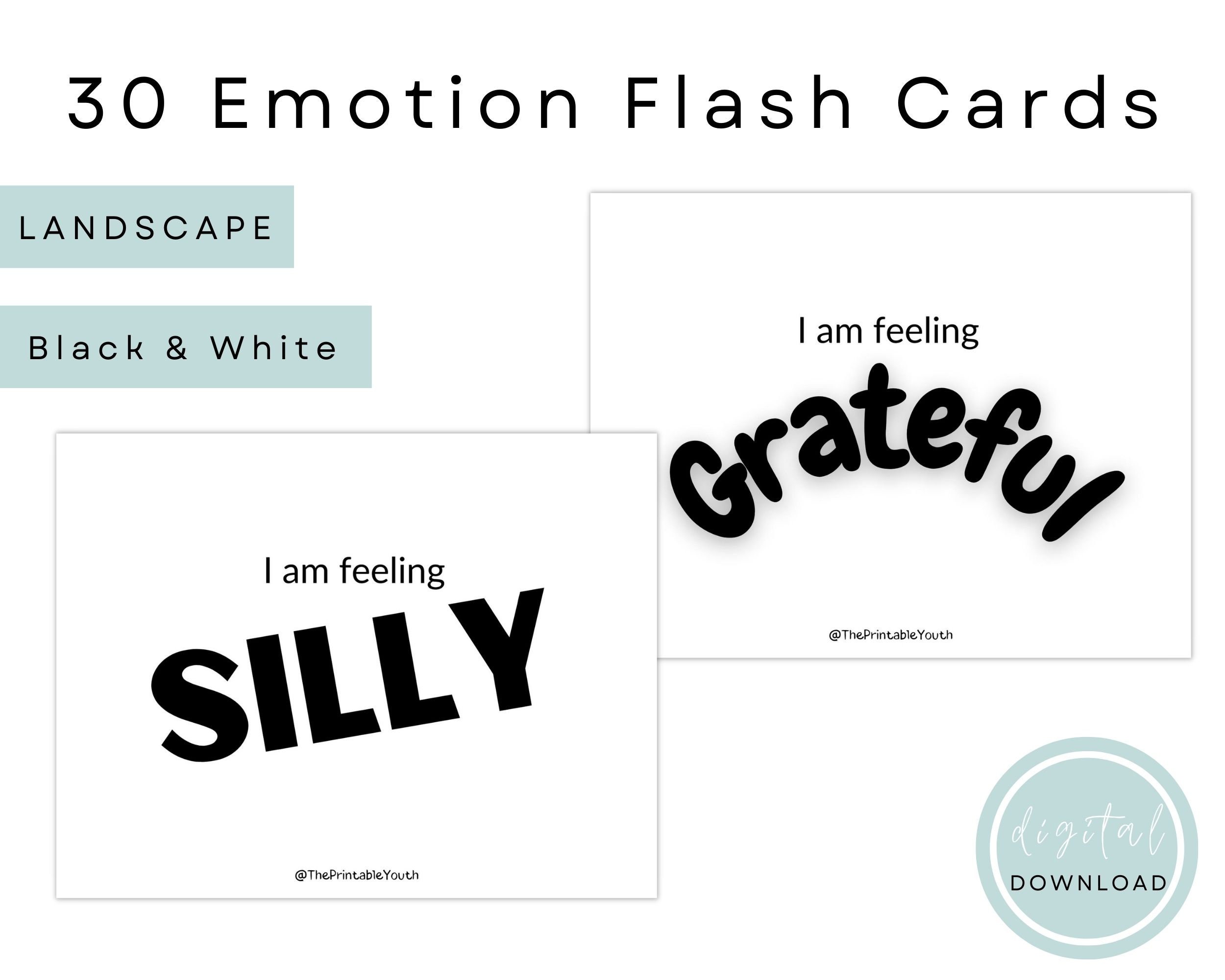 Emotion Flash Cards for Kids and Teens, Digital Download, Feelings ...