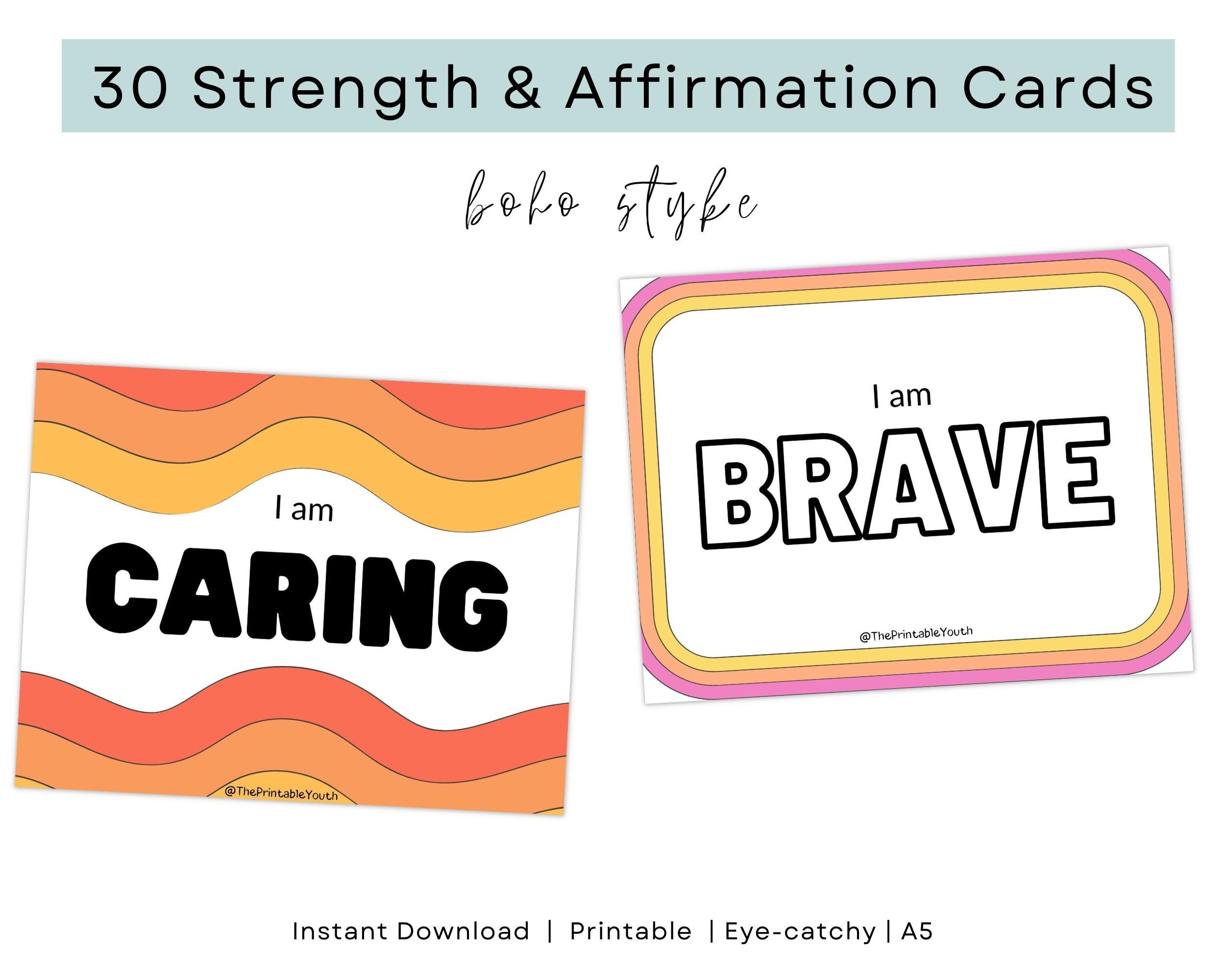 Strength Flash Cards, Affirmation Cards, Digital Download, Teacher and ...