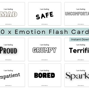 Emotion Flash Cards for Kids and Teens, Digital Download, Feelings ...