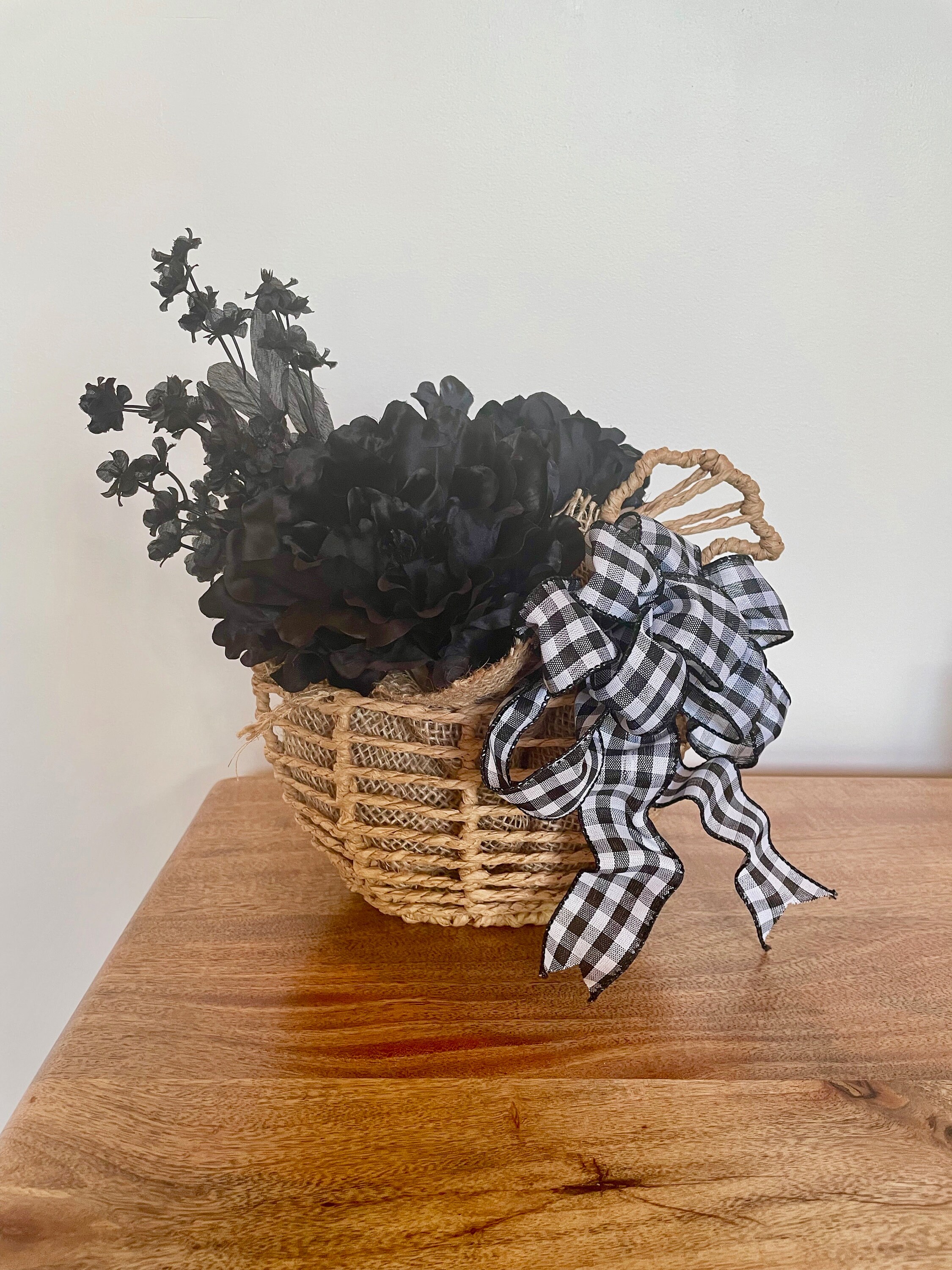 Farmhouse Artificial Flower Arrangement Country Black and White Decor ...