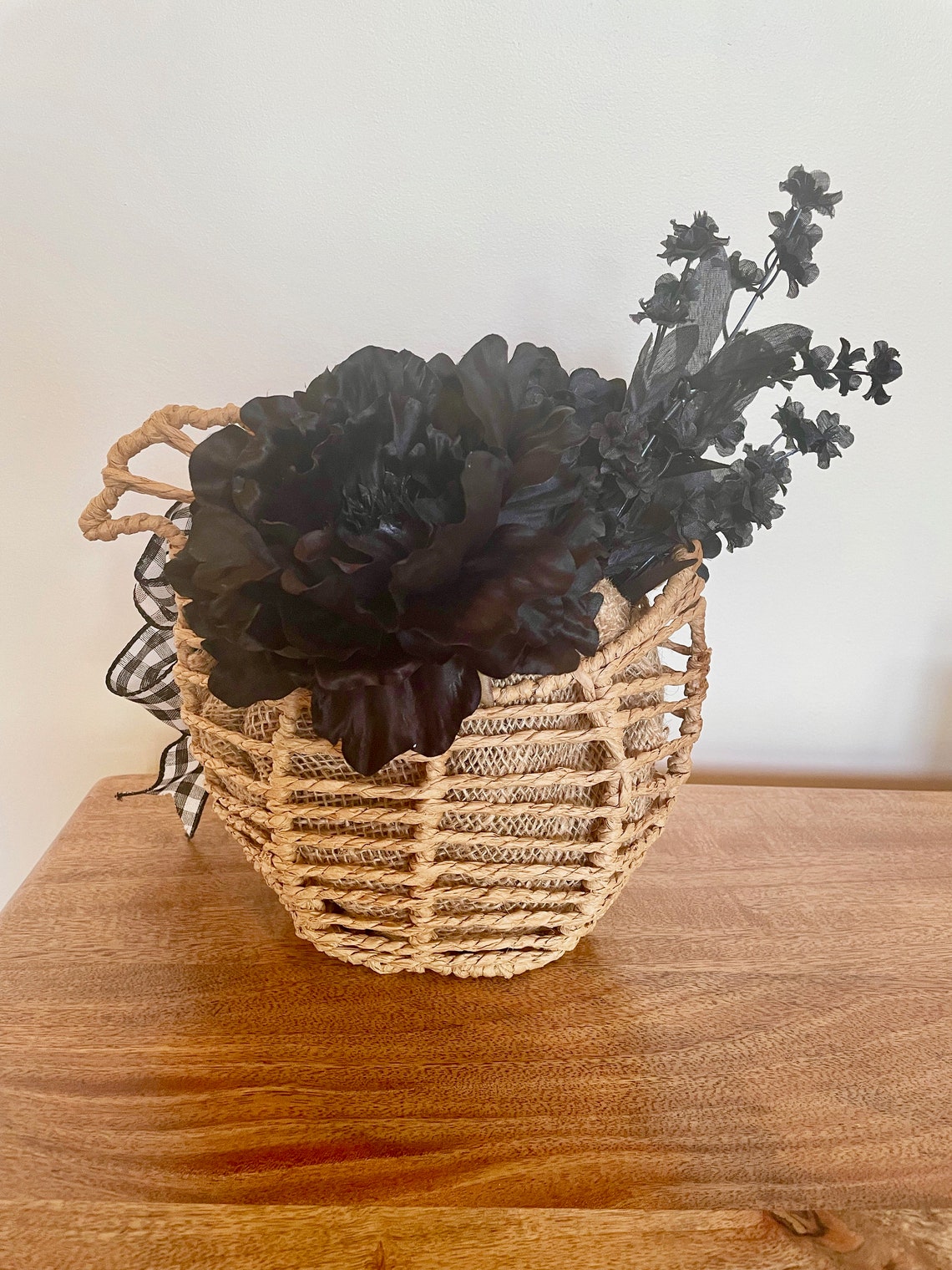 Farmhouse Artificial Flower Arrangement Country Black and White Decor ...