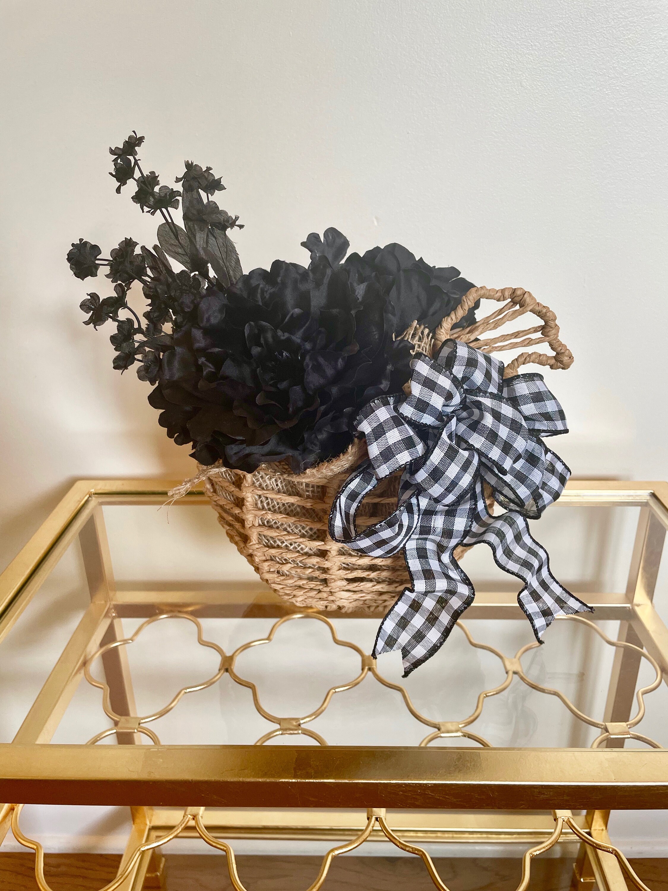 Farmhouse Artificial Flower Arrangement Country Black and White Decor ...