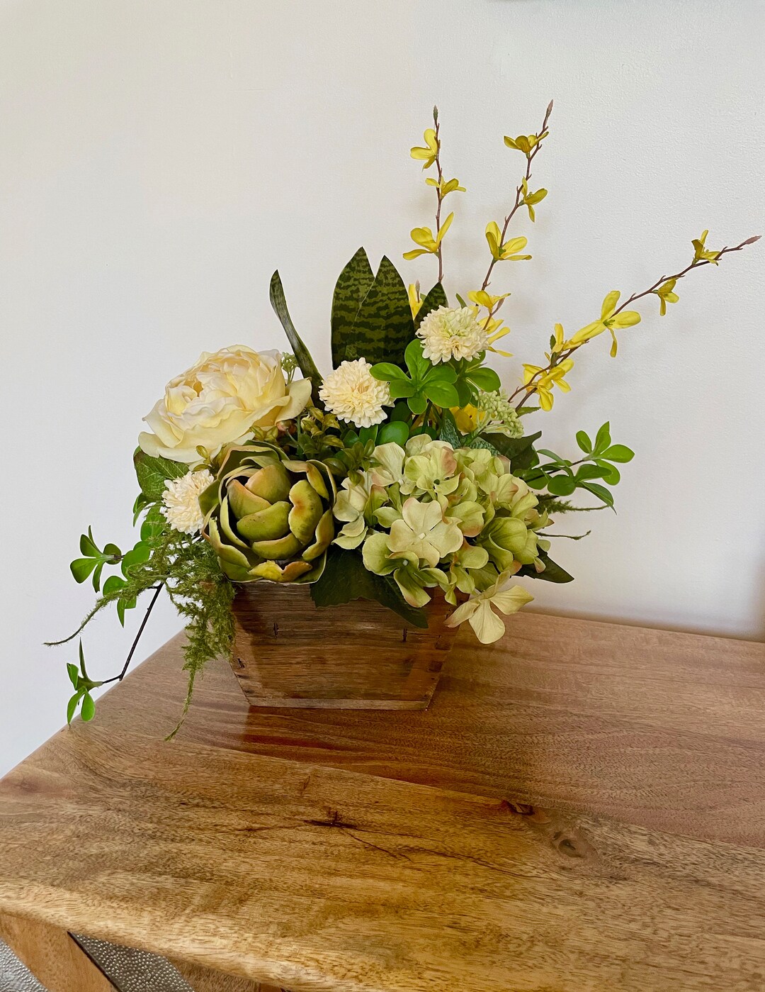 Rustic Farmhouse Artificial Flower Arrangement Real Touch Rose ...