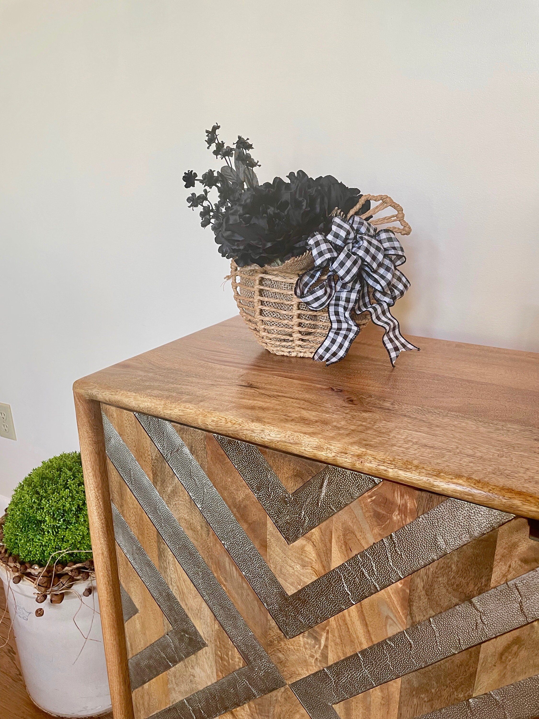 Farmhouse Artificial Flower Arrangement Country Black and White Decor ...