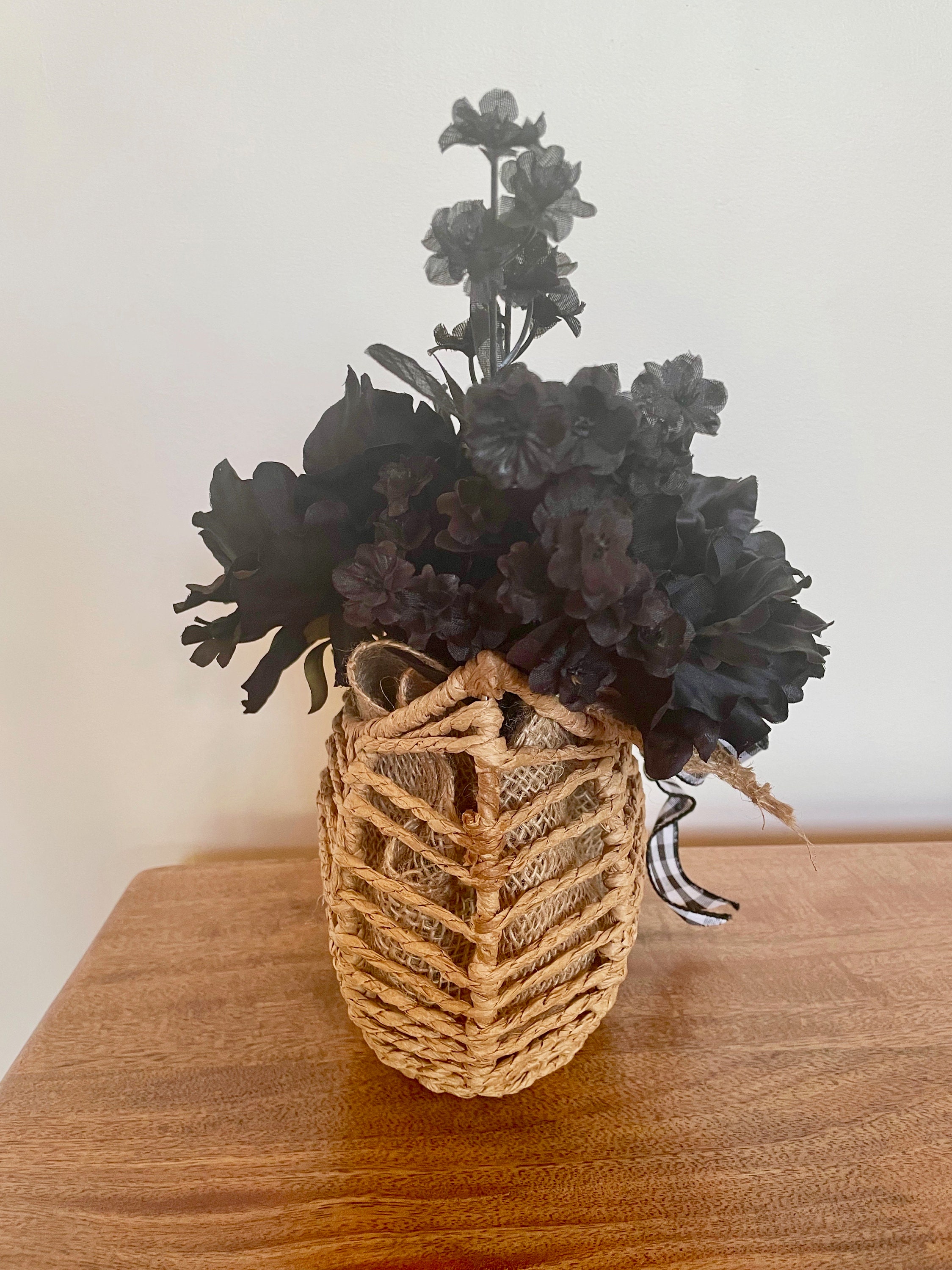 Farmhouse Artificial Flower Arrangement Country Black and White Decor ...