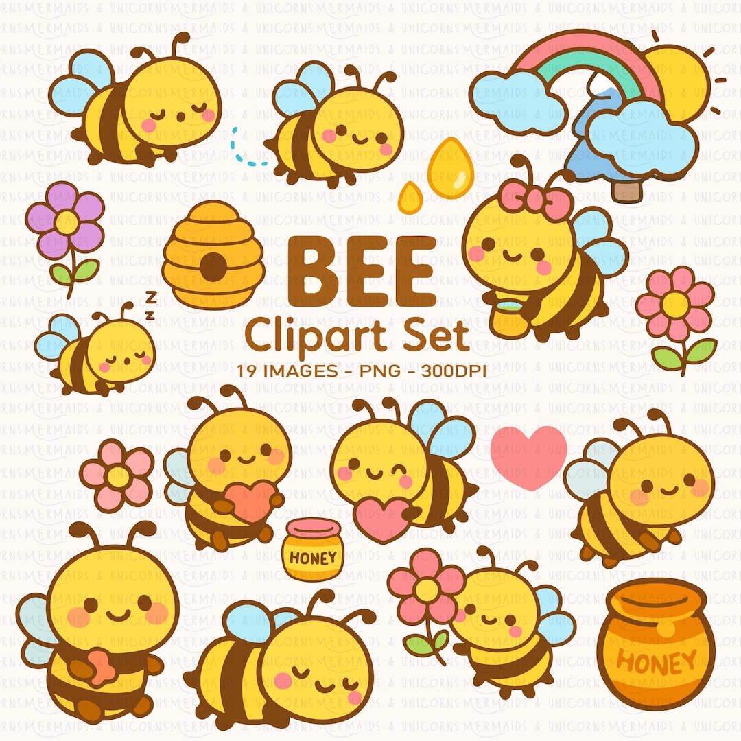Bee Clipart | Cute Bee PNG | Bee Digital Download | Bee Illustrations ...