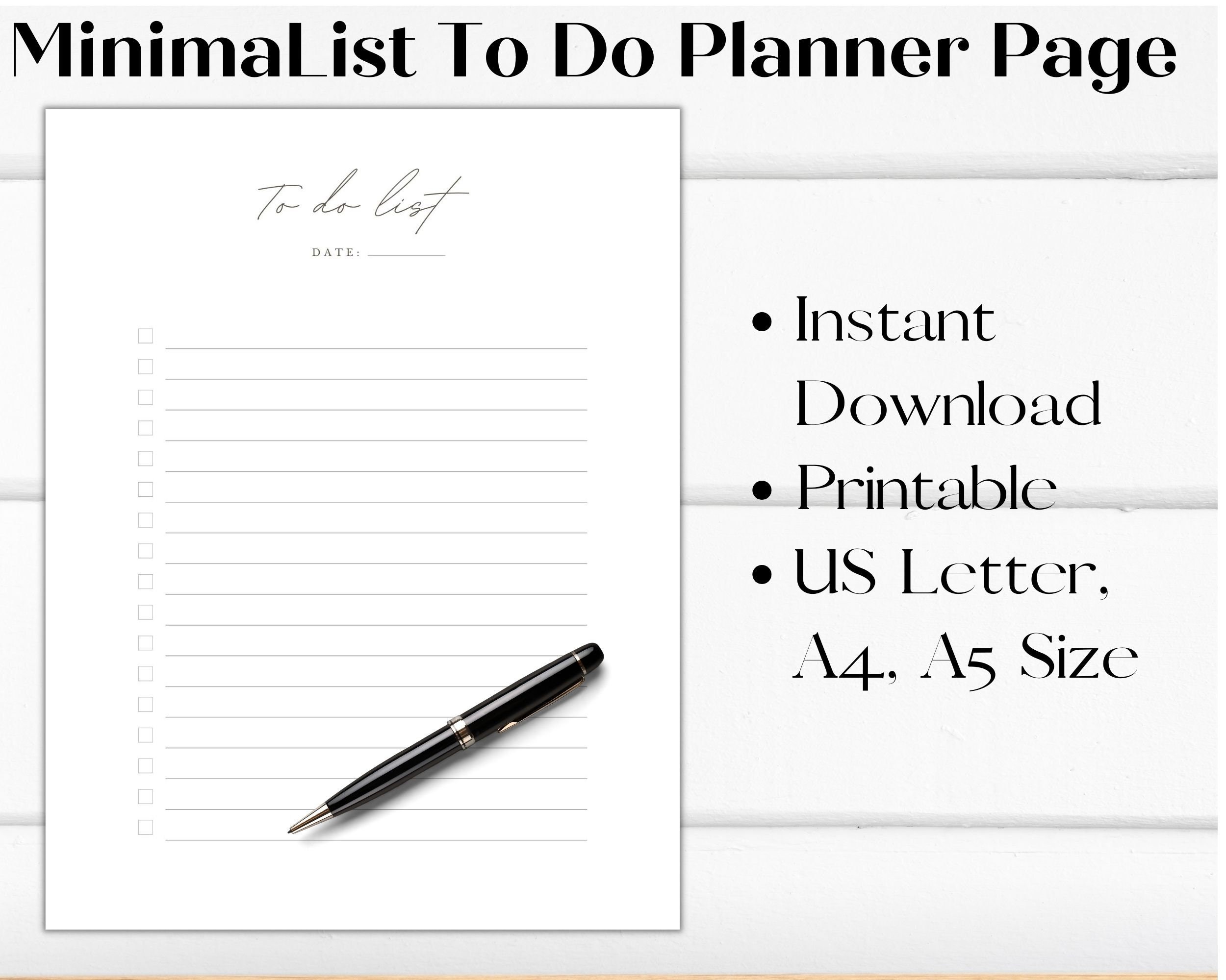 Minimal to Do List, Printable Minimal Task List, Simple Task ...