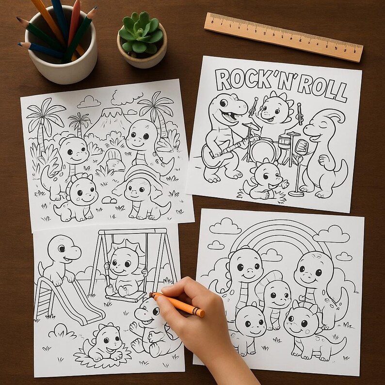 Dinosaur Coloring Pages: Kids Printable Activity Sheets (digital ...