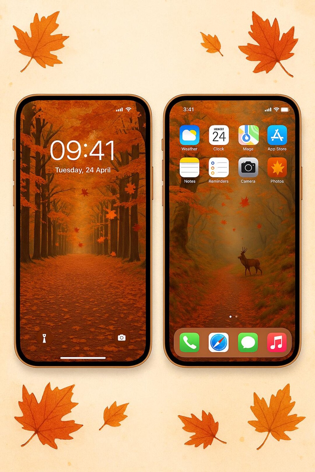 Autumn Forest Phone Wallpaper Set | Cozy Fall Lock & Home Screen ...