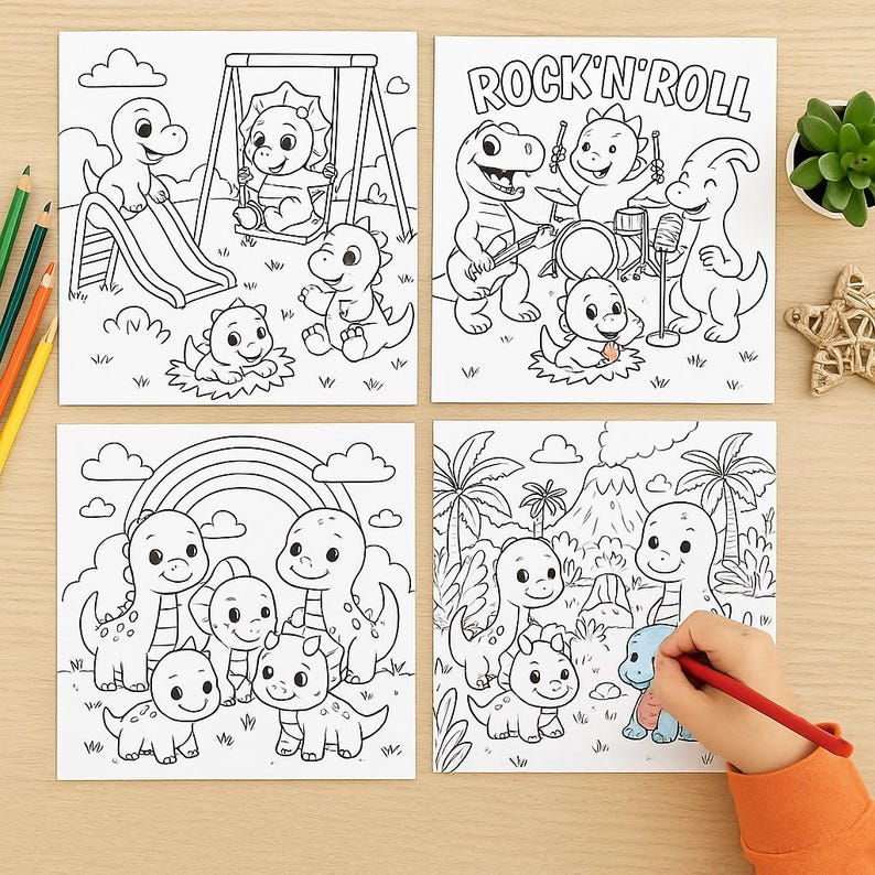 Dinosaur Coloring Pages: Kids Printable Activity Sheets (digital ...