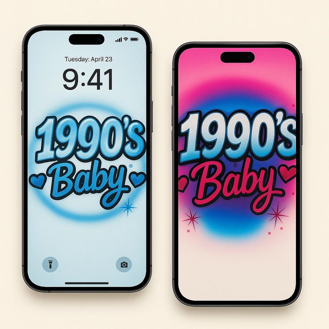 Y2K Phone Wallpaper: 1990s Baby Airbrush Design (digital Download) - Etsy