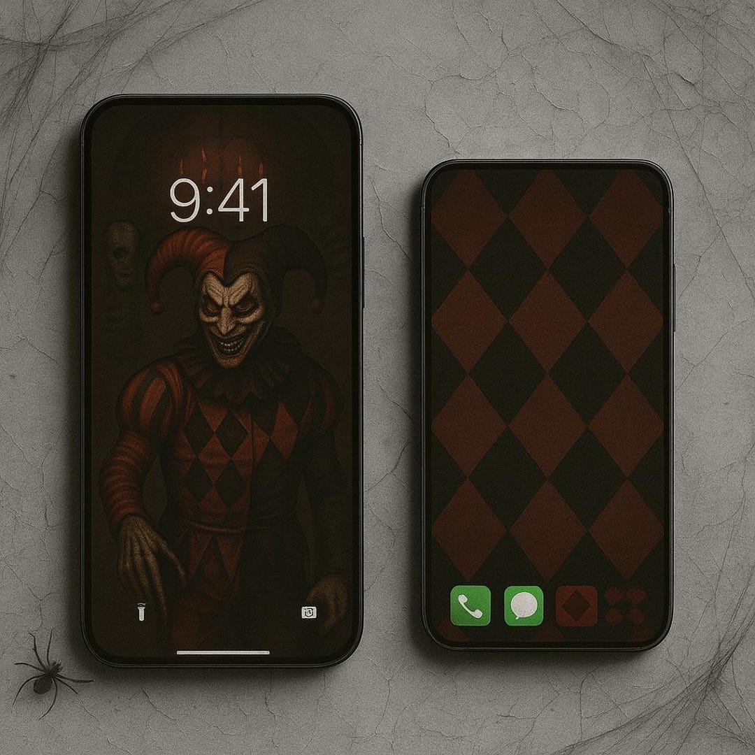 Creepy Jester Phone Wallpaper Set: Gothic Horror Lock & Home Screen ...