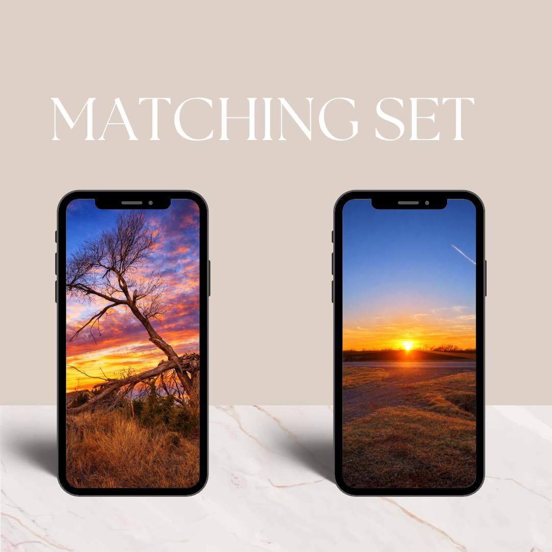 Matching Sunset Phone Wallpaper Set | Nature Sky Lock Screen & Home ...
