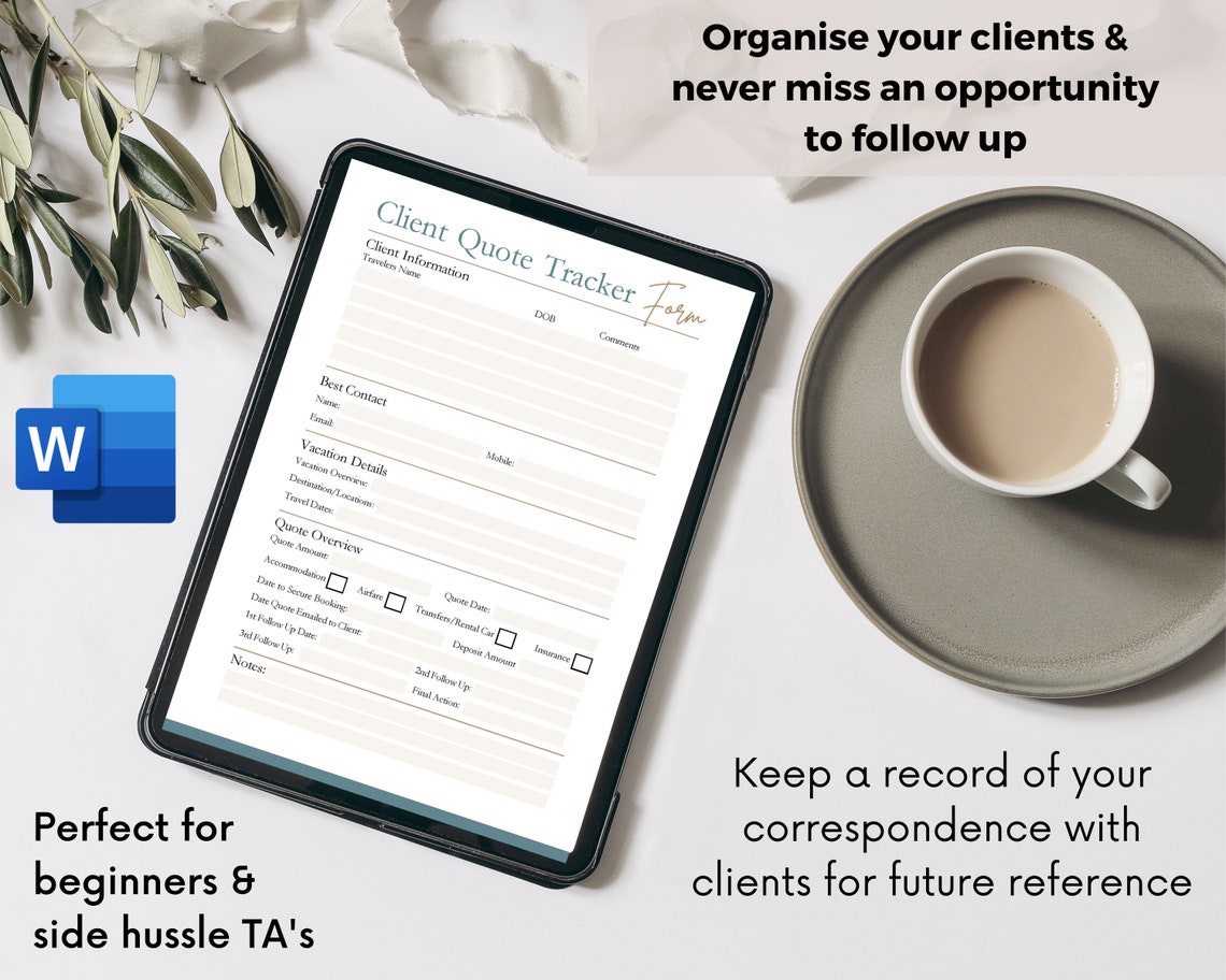 Client Quote Tracker Template Travel Quote Tracker Travel - Etsy