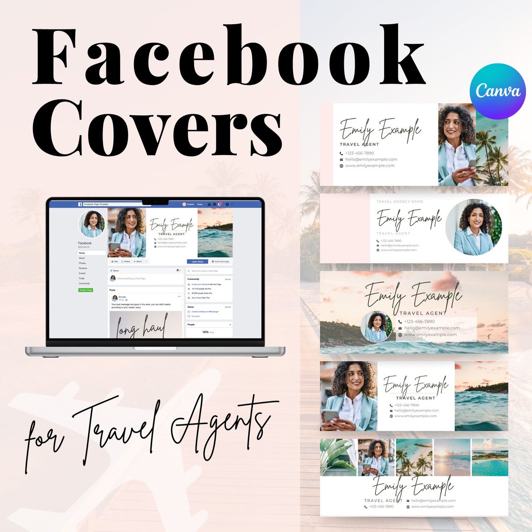 Travel Agent Facebook Cover Templates: Canva Editable (digital Download ...