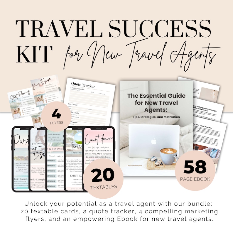 Travel Agent Success Kit: Ebook, Flyers, Textable Cards (digital ...