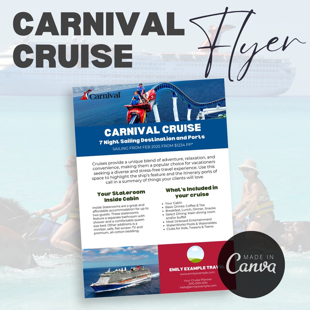 Carnival Cruise Flyer: Travel Agent Marketing Template (A4) - Etsy