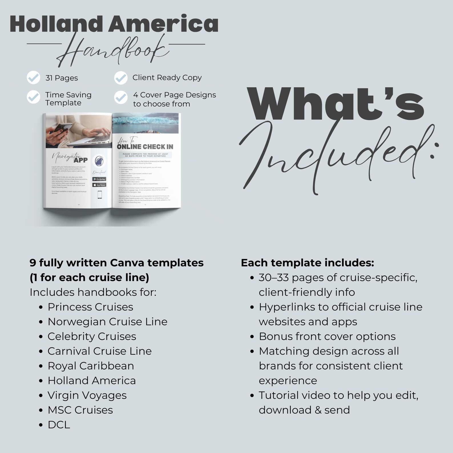 Cruise Travel Agent Handbook Templates: Editable Canva Bundle (digital ...