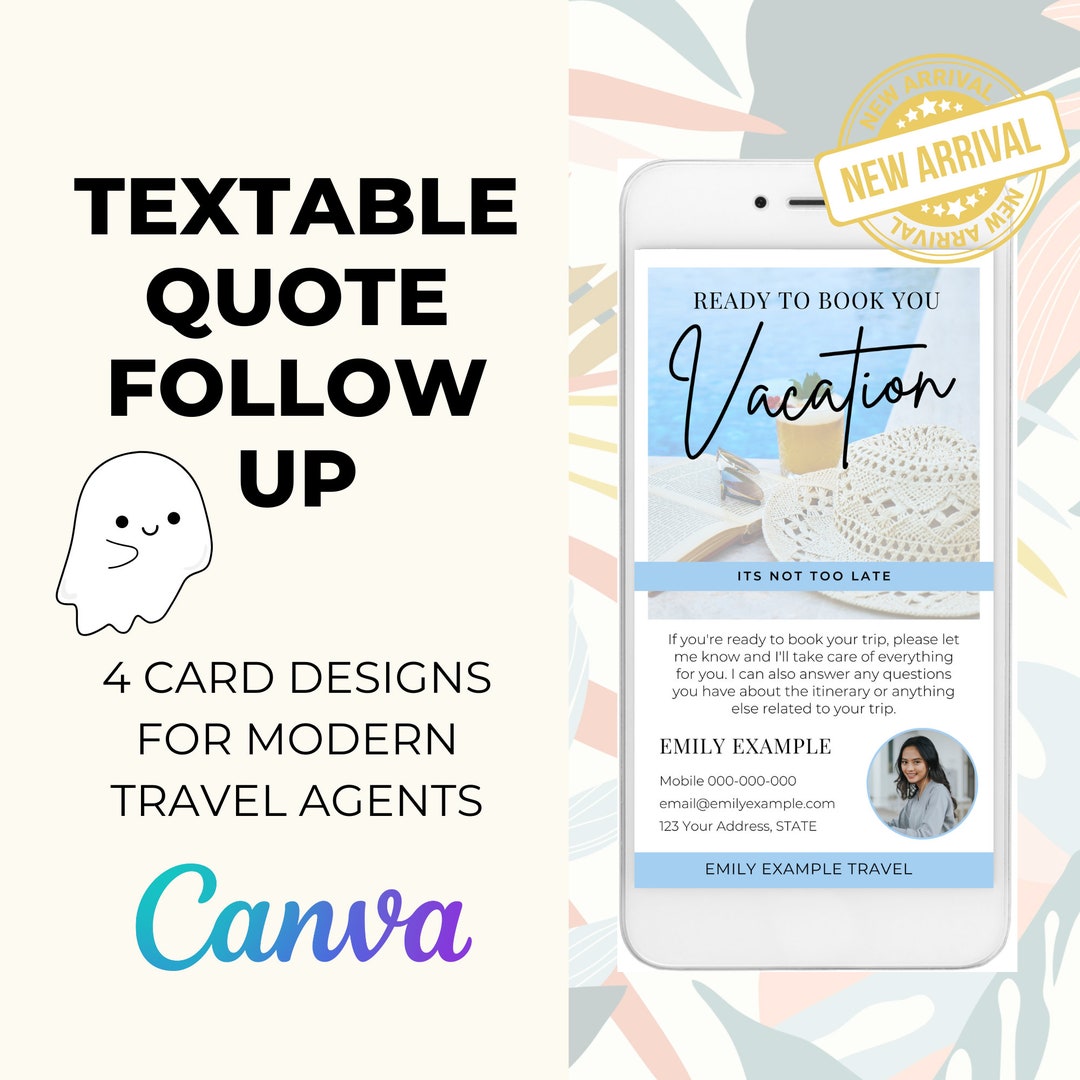 Travel Agent Textable Quote Follow-up Card (canva Template) - Etsy