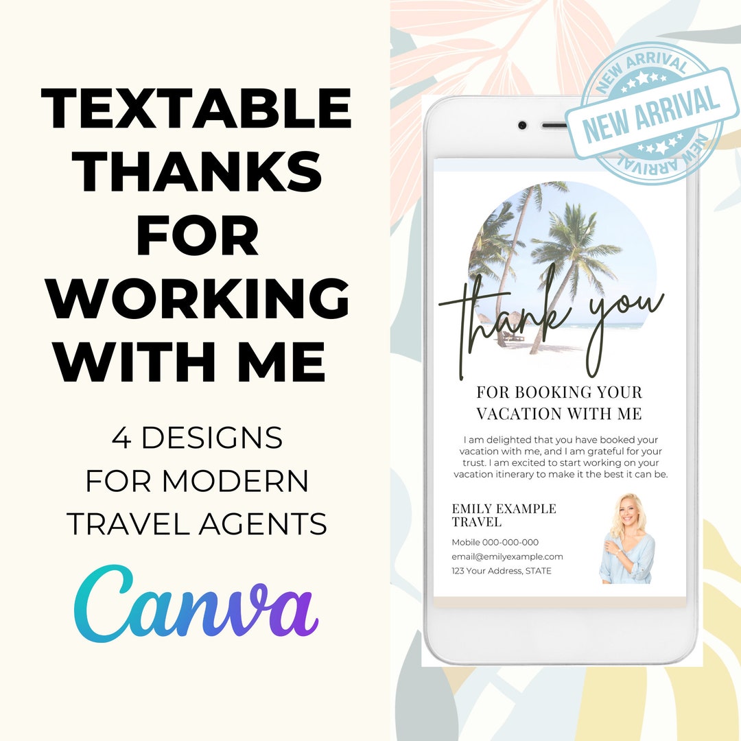 Travel Agent Thank You Card Template: Vacation Booking Canva (digital ...