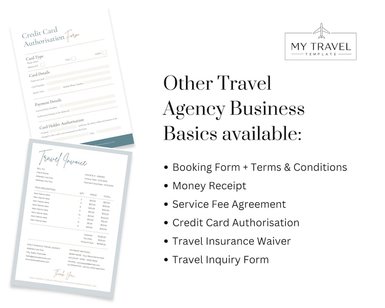 Travel Agency Receipt Template: Editable Business Form (canva) - Etsy