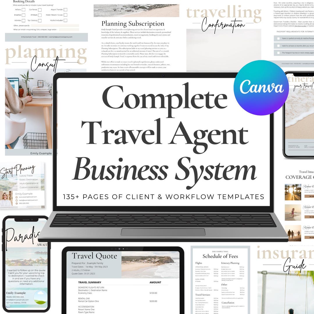 Travel Agent Bundle Canva | Travel Business Templates 135+ Pages ...